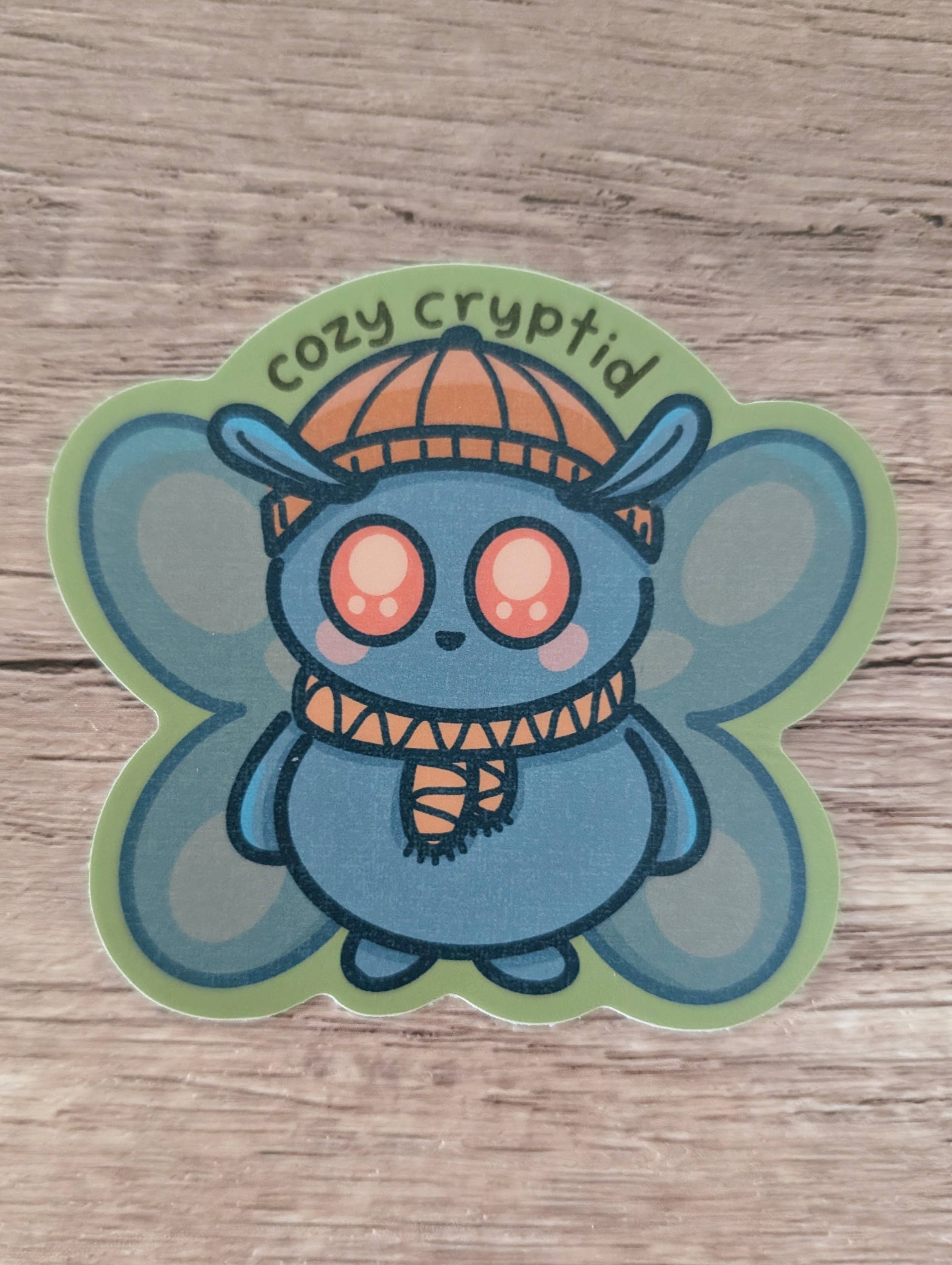 Sadsquatch - Cozy Cryptid - Cute Fall Attire Mothman Vinyl Sticker ...